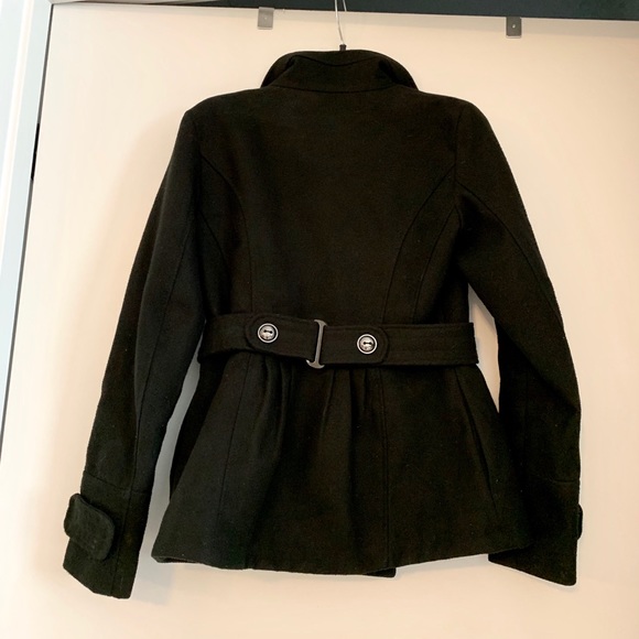 Pink Envelope | Jackets & Coats | Womens Black Button Up Pea Coat ...